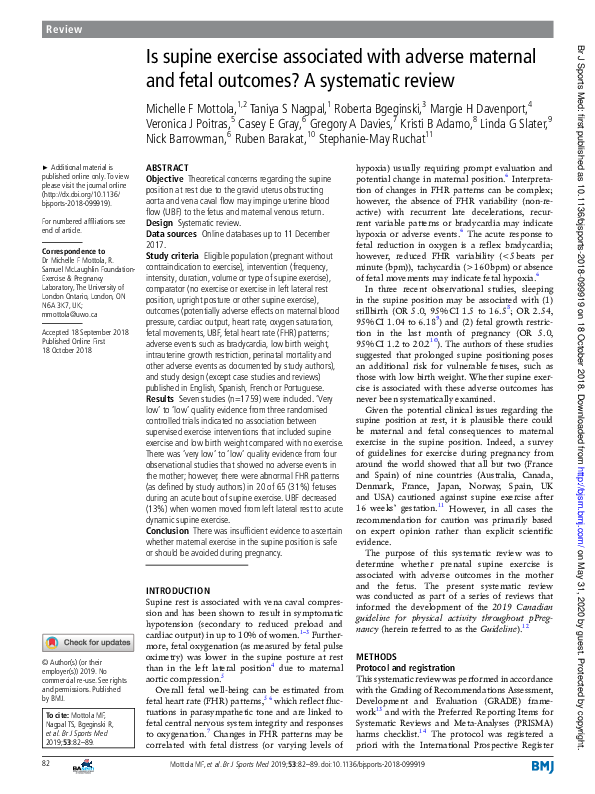 (PDF) Is supine exercise associated with adverse maternal and fetal ...