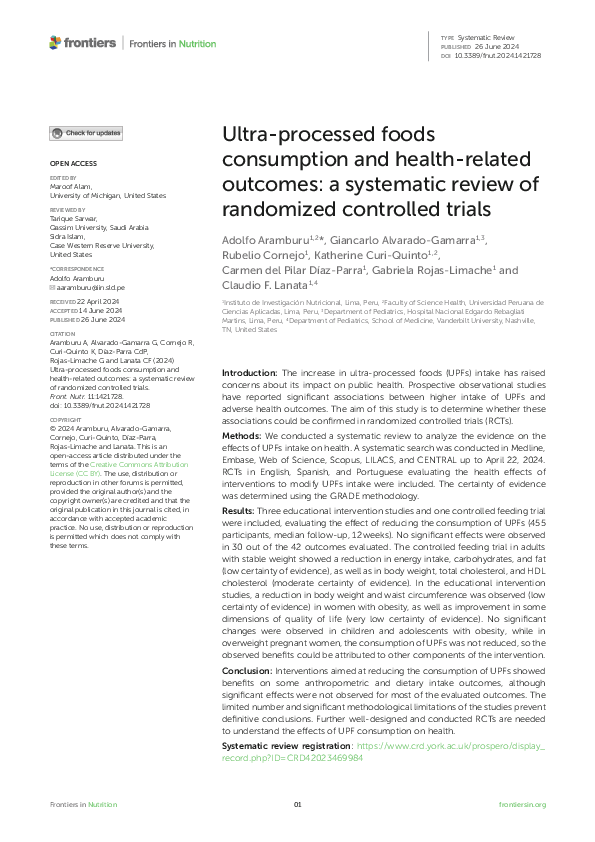 (PDF) Ultra-processed foods consumption and health-related outcomes: a ...