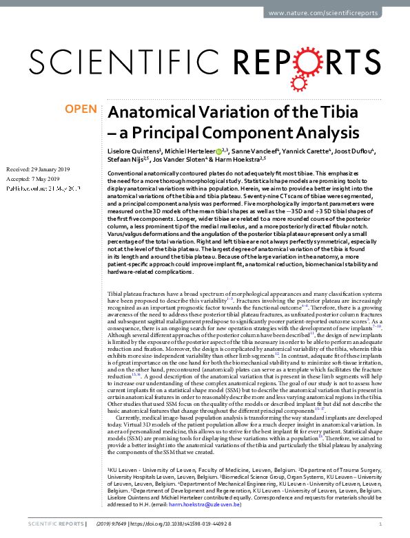 (PDF) Anatomical Variation of the Tibia – a Principal Component Analysis