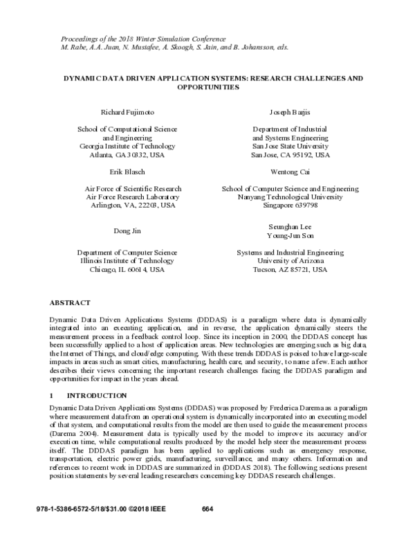 (PDF) Dynamic data driven application systems: research challenges and opportunities