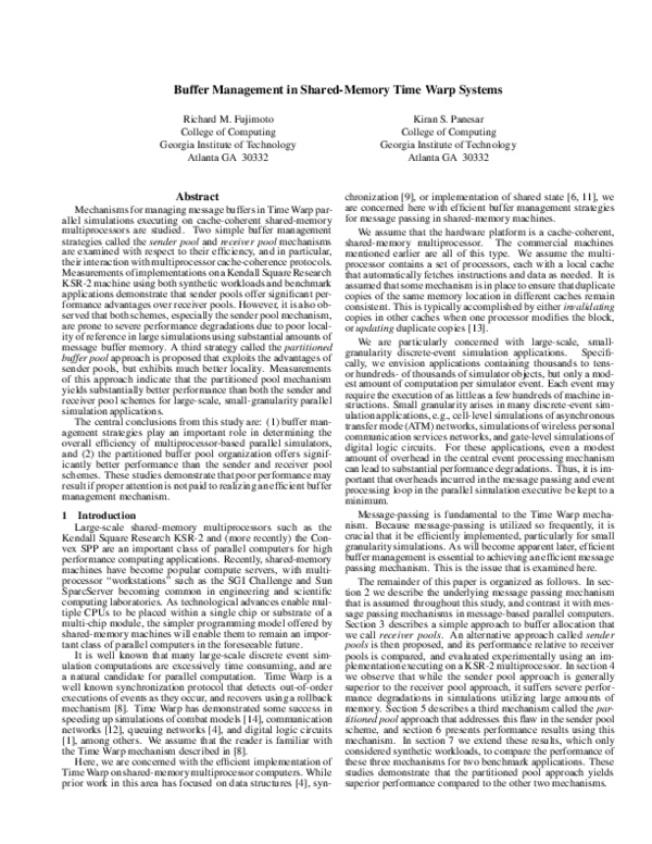 (PDF) Buffer management in shared-memory Time Warp systems