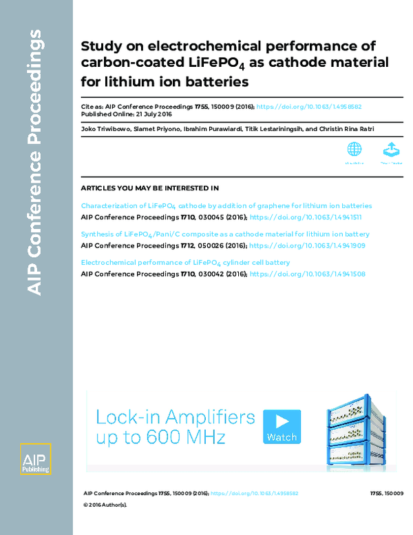 (PDF) Study on electrochemical performance of carbon-coated LiFePO4 as cathode material for ...