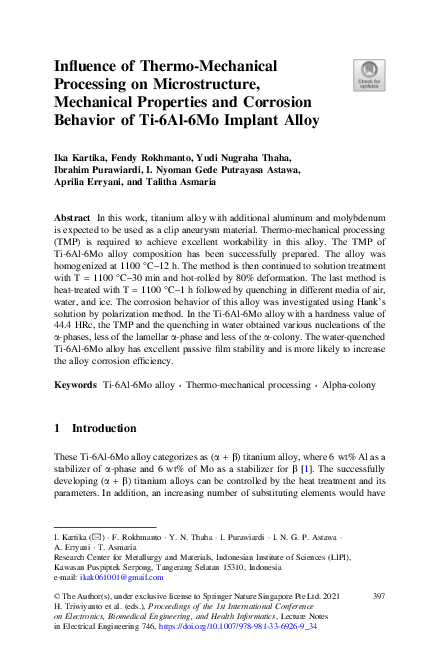 (PDF) Influence of Thermo-Mechanical Processing on Microstructure, Mechanical Properties and ...