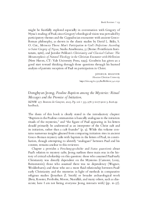 (PDF) Donghyun Jeong Pauline Baptism among the Mysteries Ritual