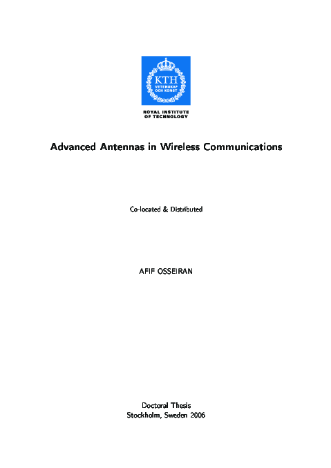 (PDF) Advanced Antennas in Wireless Communications : co-located a distributed
