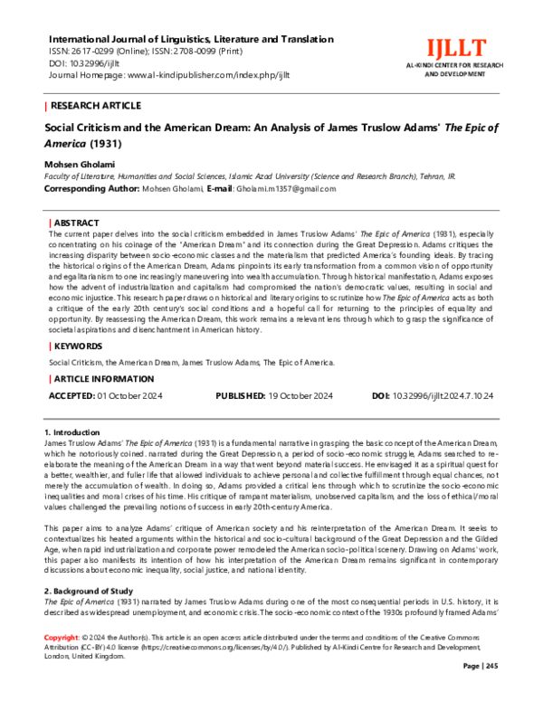 (PDF) Social Criticism and the American Dream: An Analysis of James ...
