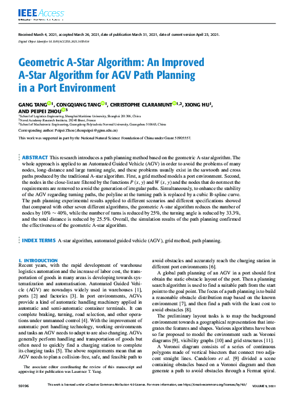 (PDF) Geometric A-Star Algorithm: An Improved A-Star Algorithm for AGV Path Planning in a Port ...