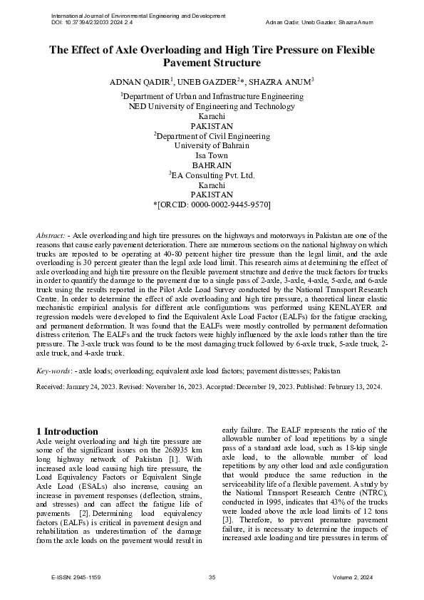 (PDF) The Effect of Axle Overloading and High Tire Pressure on Flexible ...