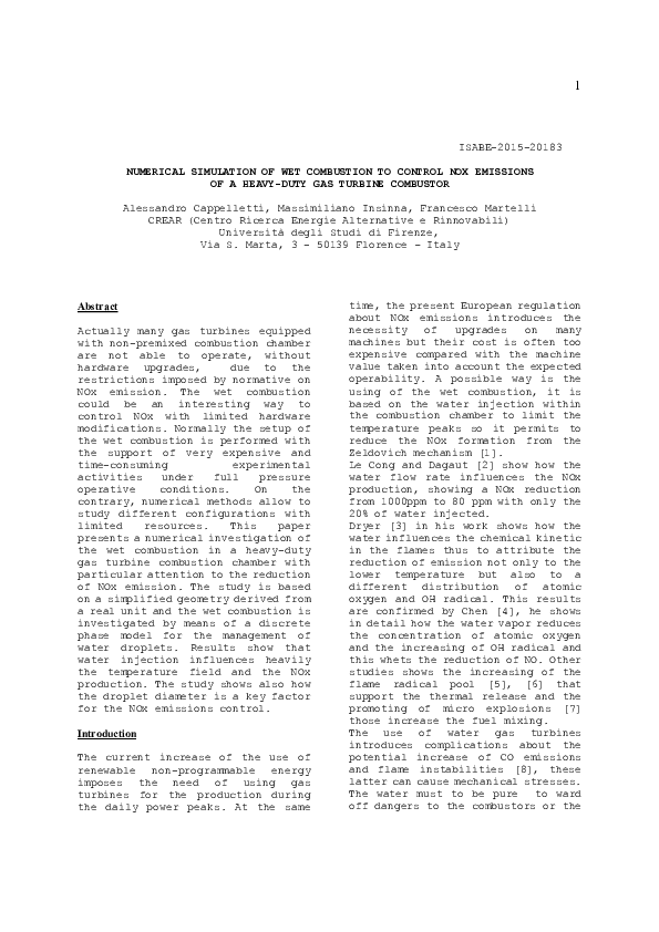Pdf Numerical Simulation Of Wet Combustion To Control Nox Emissions
