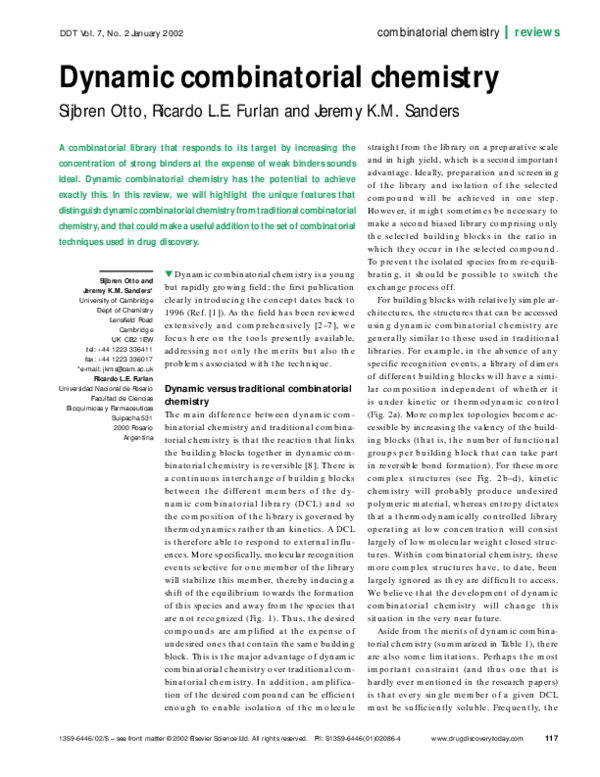 (PDF) Dynamic combinatorial chemistry