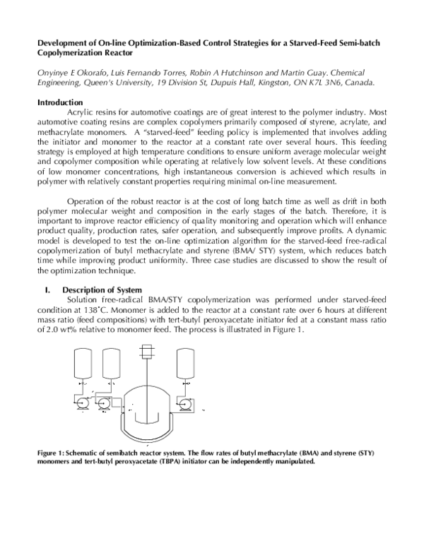 Pdf Development Of On Line Optimization Based Control Strategies For