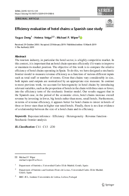 (PDF) Efficiency evaluation of hotel chains: a Spanish case study