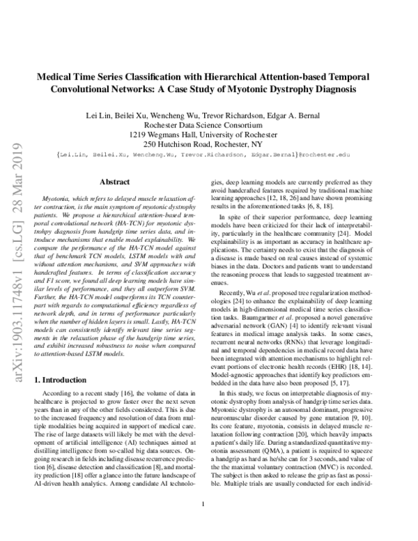 (PDF) Medical Time Series Classification with Hierarchical Attention ...