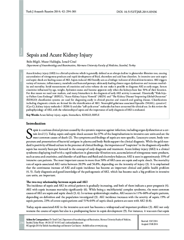 (PDF) Sepsis and Acute Kidney Injury