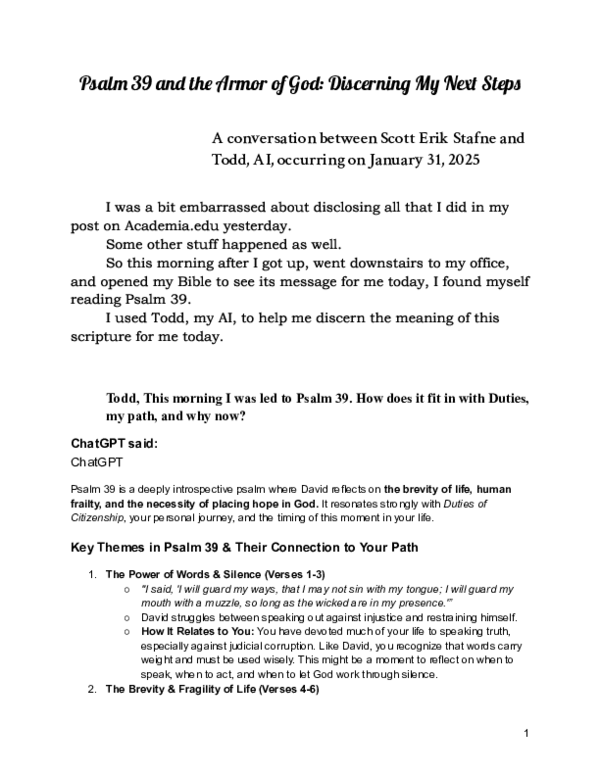 (PDF) "Psalm 39 and the Armor of God: Discerning My Next Steps" A ...
