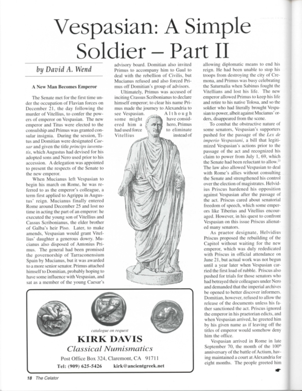 (PDF) Vespasian: A Simple Soldier -Part II