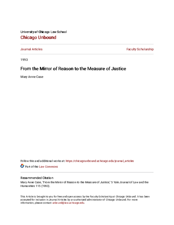 (PDF) From the Mirror of Reason to the Measure of Justice