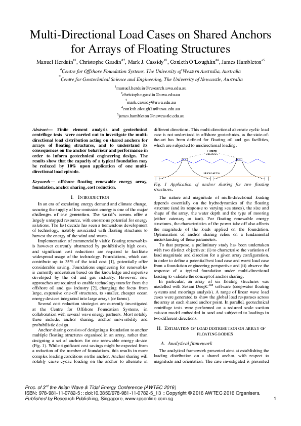 (PDF) Multi-Directional Loading Cases on Shared Anchors for Arrays of ...