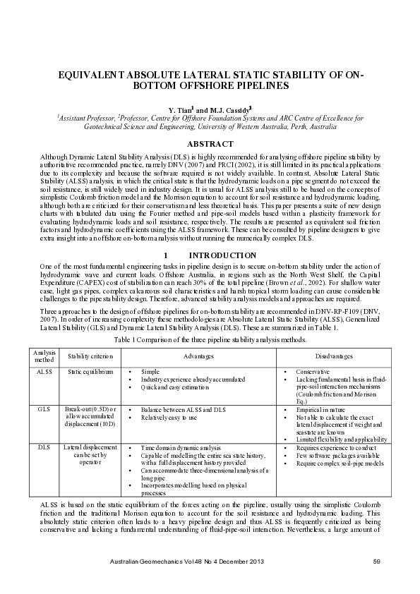 (PDF) Equivalent absolute lateral static stability of on-bottom ...