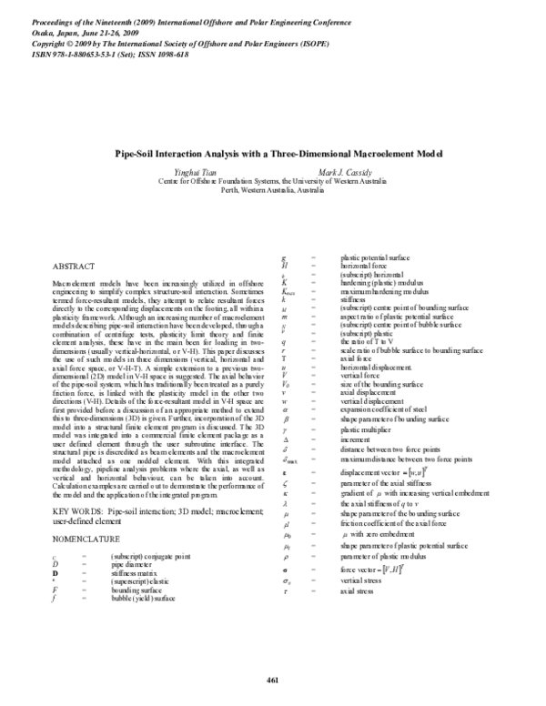 (PDF) Pipe-Soil Interaction Analysis With a Three-Dimensional ...