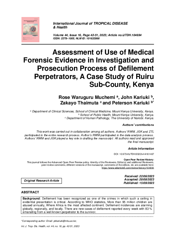 (PDF) Assessment of Use of Medical Forensic Evidence in Investigation ...