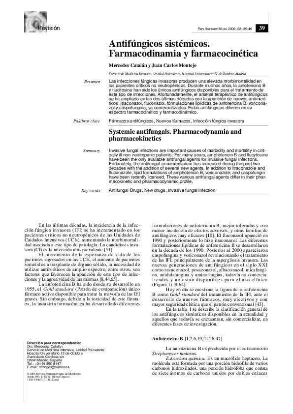 (PDF) Antif ngicos sist micos. Farmacodinamia y farmacocin tica
