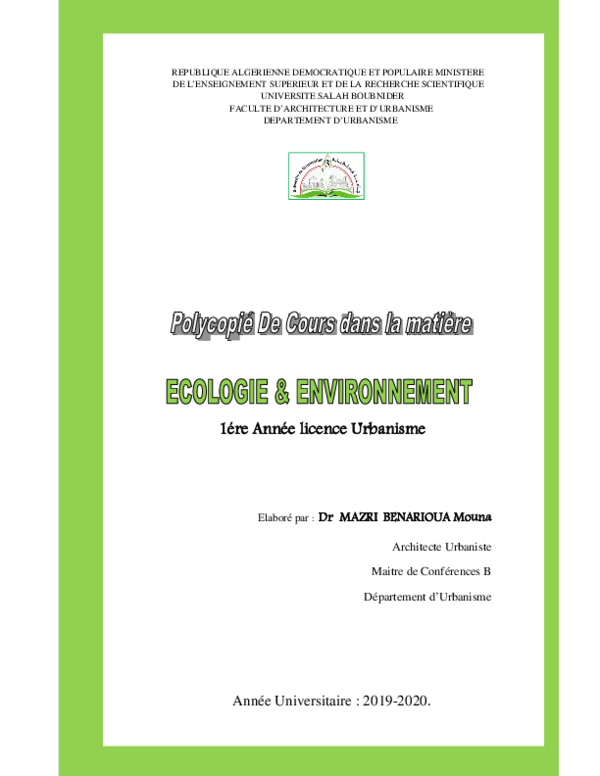 (PDF) Elaboré par : Dr MAZRI BENARIOUA Mouna