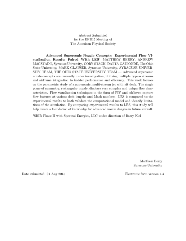 (PDF) Advanced Supersonic Nozzle Concepts: Experimental Flow ...