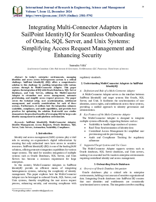 (PDF) Integrating Multi-Connector Adapters in SailPoint IdentityIQ for ...