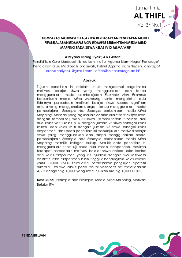 (PDF) Komparasi Motivasi Belajar Ipa Berdasarkan Penerapan Model ...