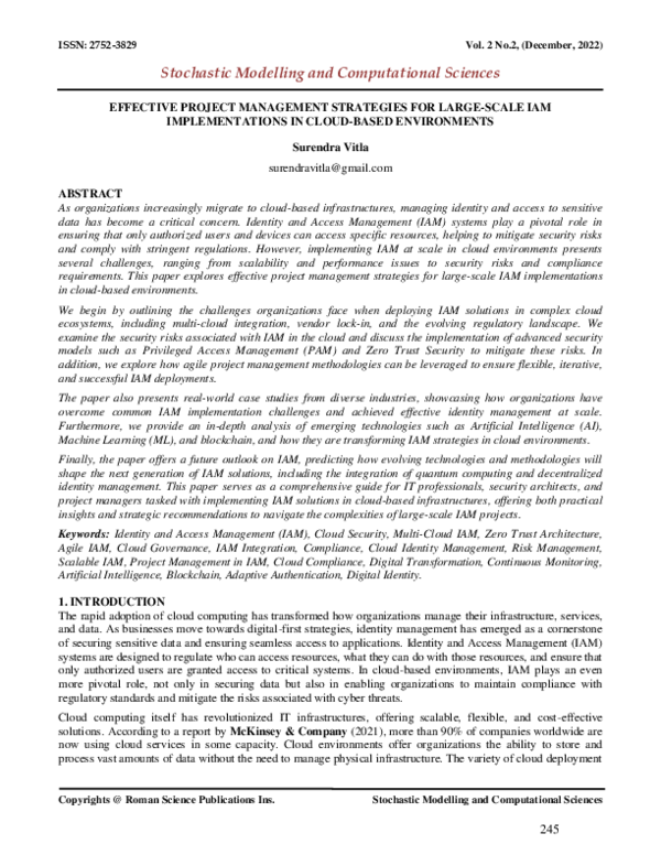 (PDF) EFFECTIVE PROJECT MANAGEMENT STRATEGIES FOR LARGE-SCALE IAM IMPLEMENTATIONS IN CLOUD-BASED ...