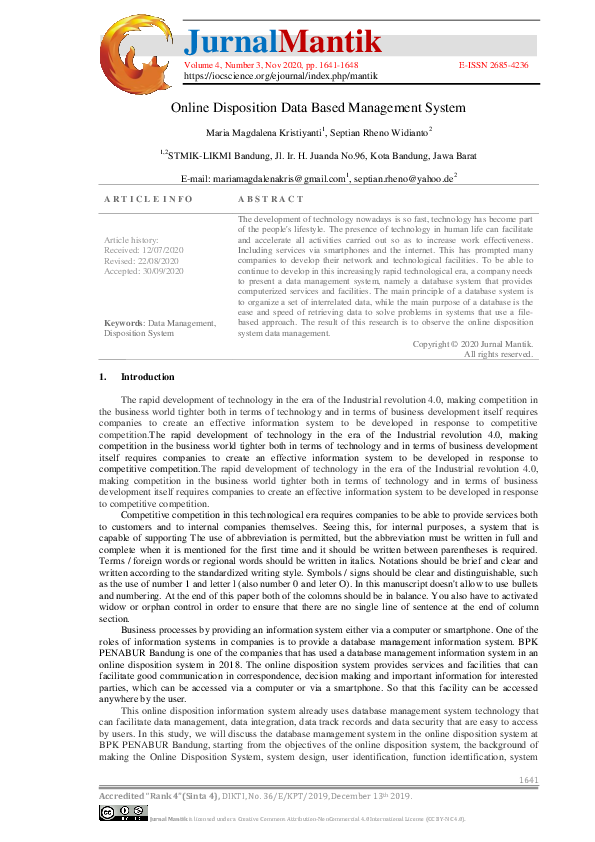 (PDF) Online Disposition Data Based Management System