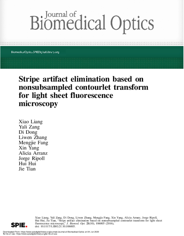 (PDF) Stripe artifact elimination based on nonsubsampled contourlet transform for light sheet ...