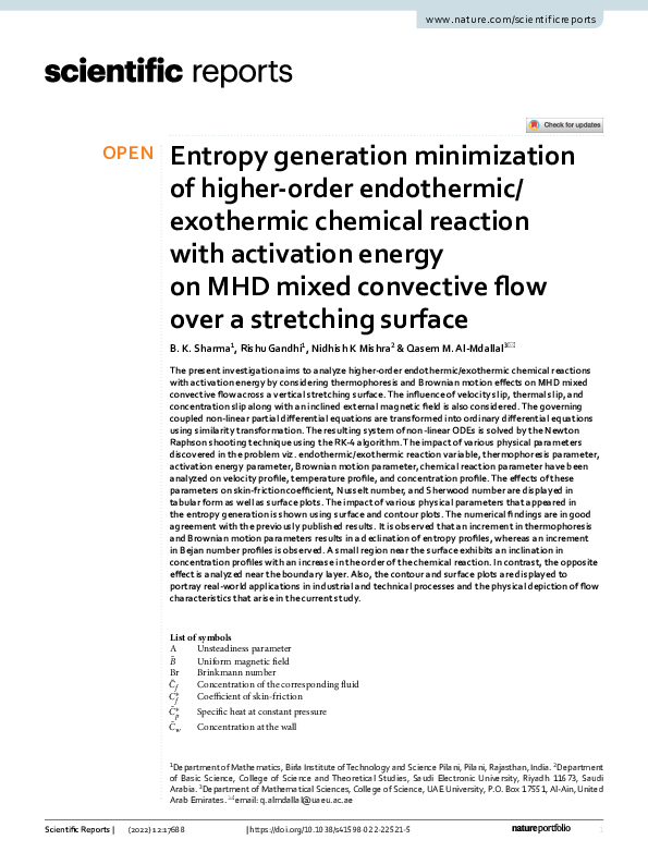 (PDF) Entropy generation minimization of higher-order endothermic ...