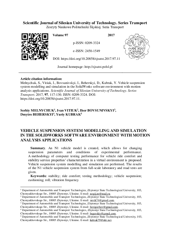 (PDF) Vehicle Suspension System Modelling and Simulation in the ...