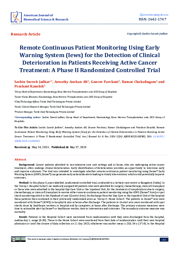 (PDF) Remote Continuous Patient Monitoring Using Early Warning System ...