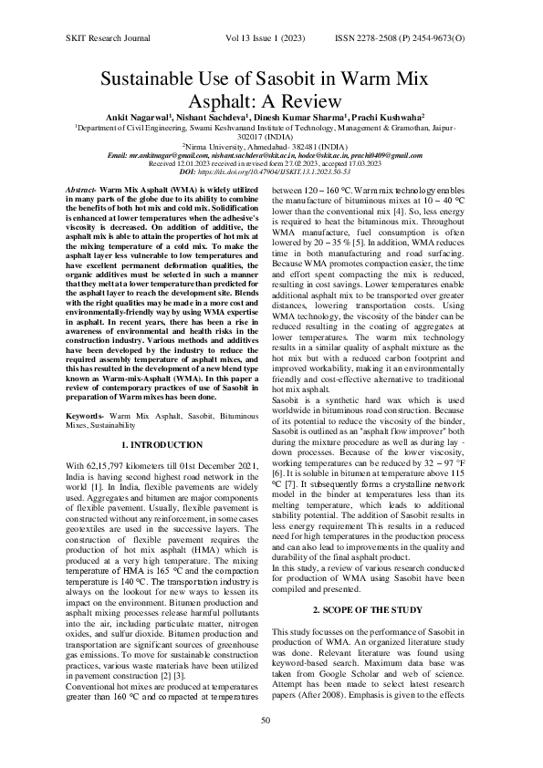 (PDF) Sustainable Use of Sasobit in Warm Mix Asphalt: A Review