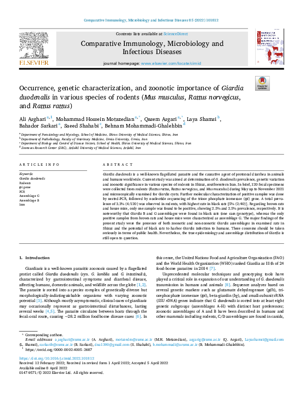 (PDF) Occurrence, genetic characterization, and zoonotic importance of ...