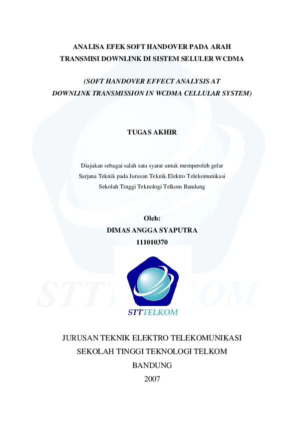 (PDF) Analisa Efek Soft Handover Pada Arah Transmisi Downlink DI Sistem Seluler Wcdma (Soft ...