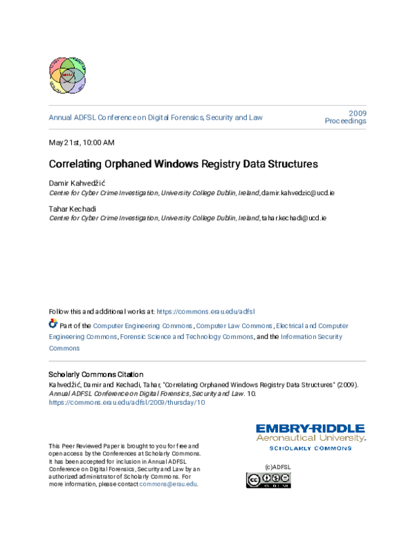 (PDF) Correlating Orphaned Windows Registry Data