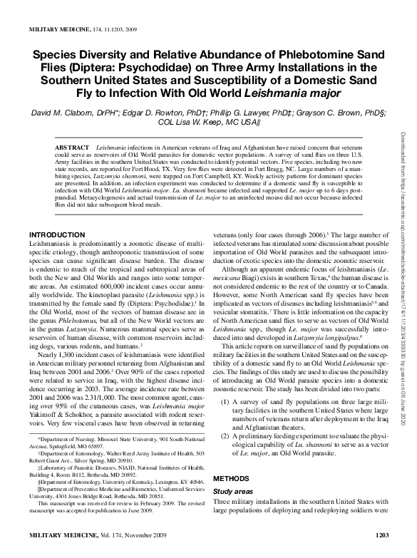 (PDF) Species Diversity and Relative Abundance of Phlebotomine Sand ...