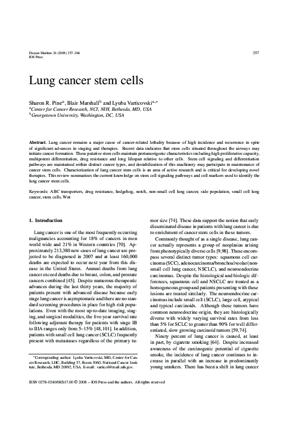 (PDF) Lung Cancer Stem Cells
