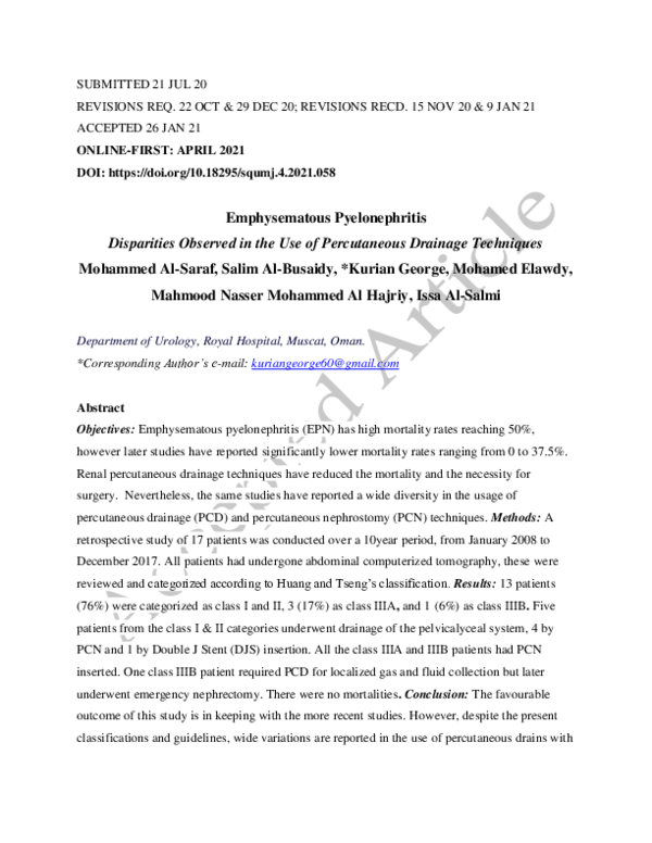 (PDF) Emphysematous Pyelonephritis