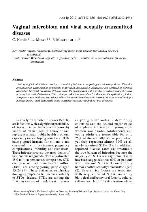 (PDF) Vaginal microbiota and viral sexually transmitted diseases