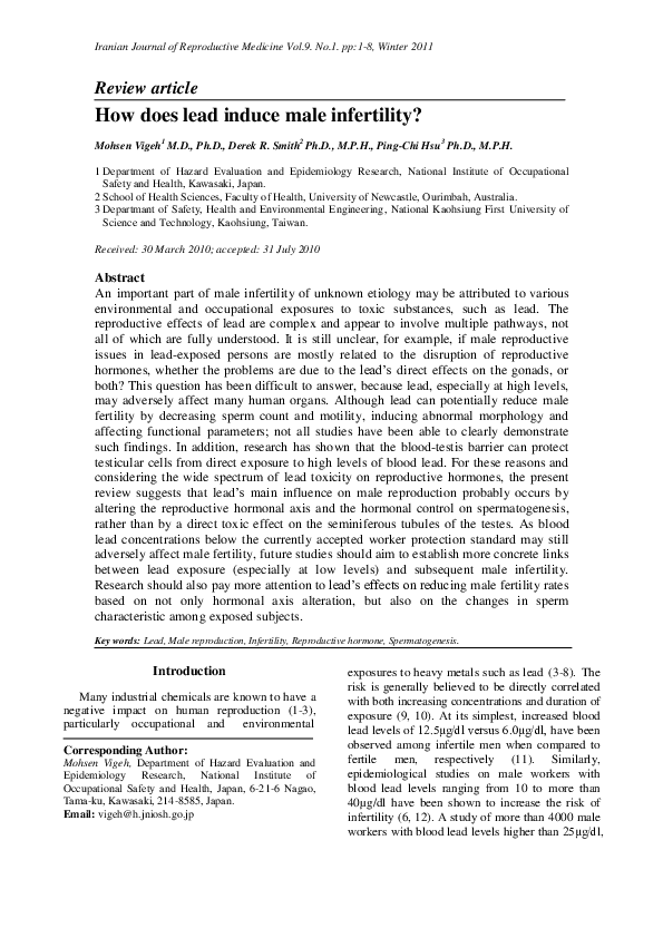 (PDF) How does lead induce male infertility?