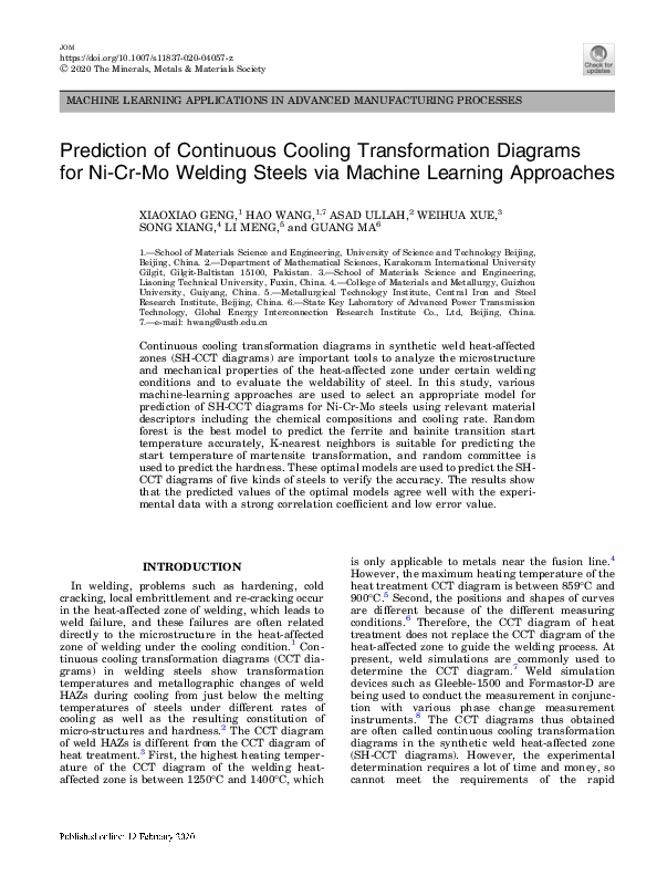 (PDF) Prediction of continuous cooling transformation diagrams in steels using light gradient ...