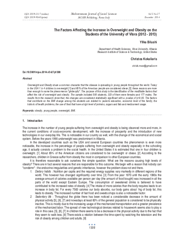 (PDF) The Factors Affecting the Increase in Overweight and Obesity on ...
