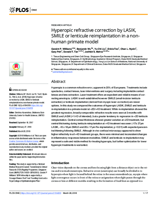 (PDF) Hyperopic refractive correction by LASIK, SMILE or lenticule ...