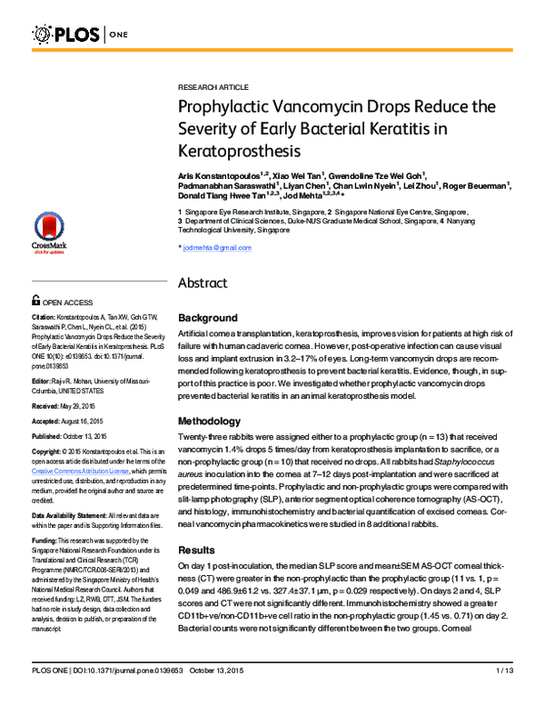 (PDF) Prophylactic Vancomycin Drops Reduce the Severity of Early ...