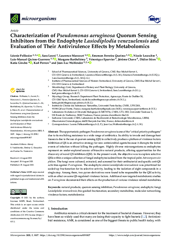 (PDF) Characterization of Pseudomonas aeruginosa Quorum Sensing Inhibitors from the Endophyte ...